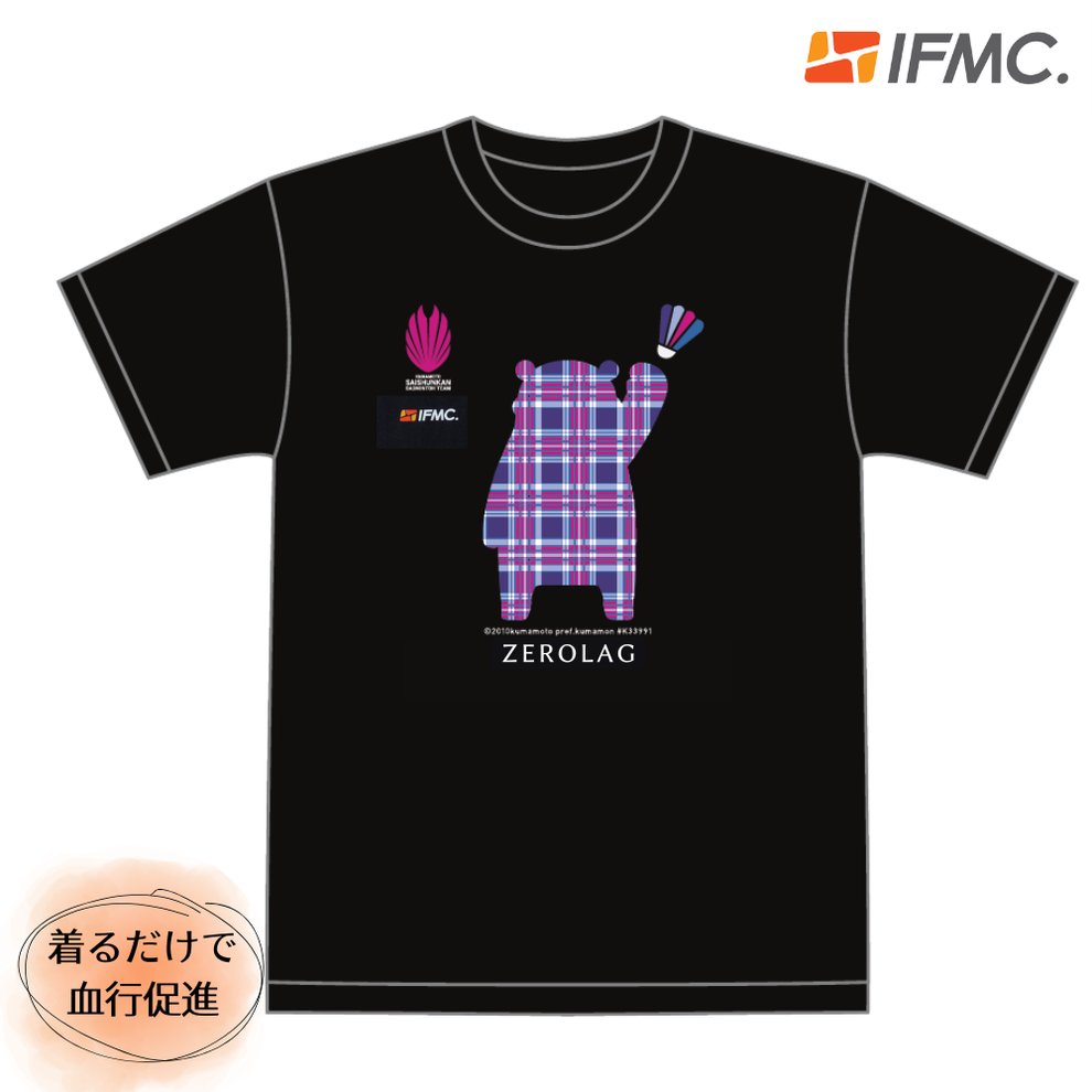 [ZEROLAG] Ifmic-processed performance wear checkered T-shirt, Kumamon ...